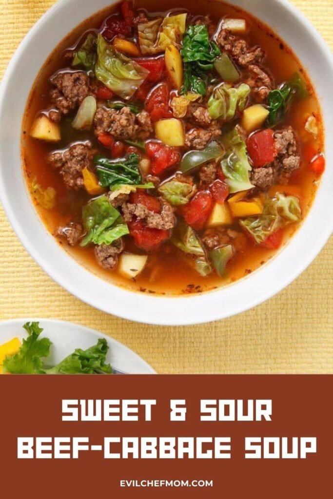 Sweet & Sour Beef-Cabbage Soup - Evil Chef Mom