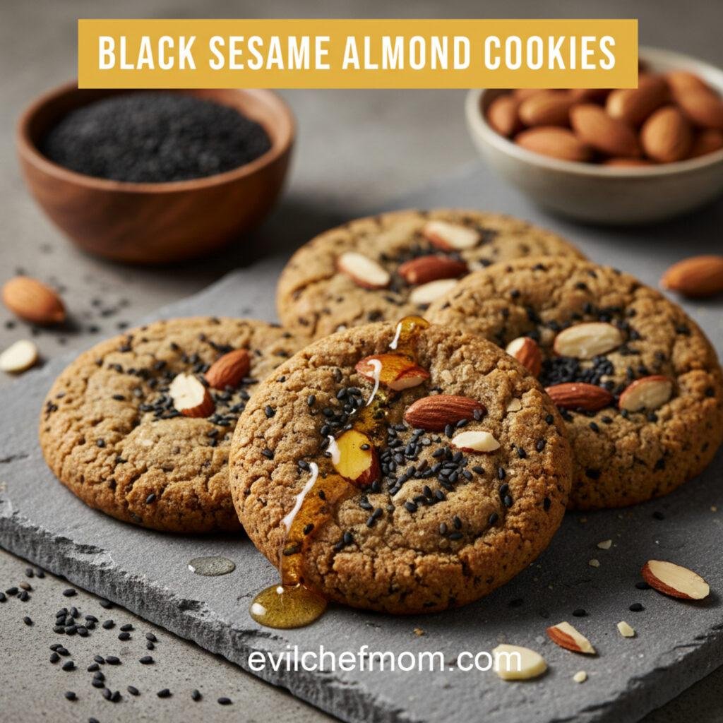 Black Sesame Almond Cookies - Evil Chef Mom