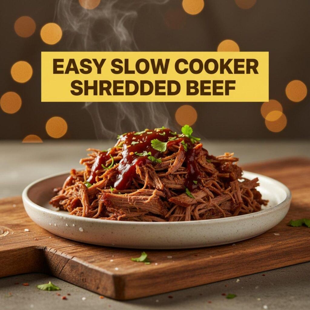 Easy Slow Cooker Shredded Beef - Evil Chef Mom
