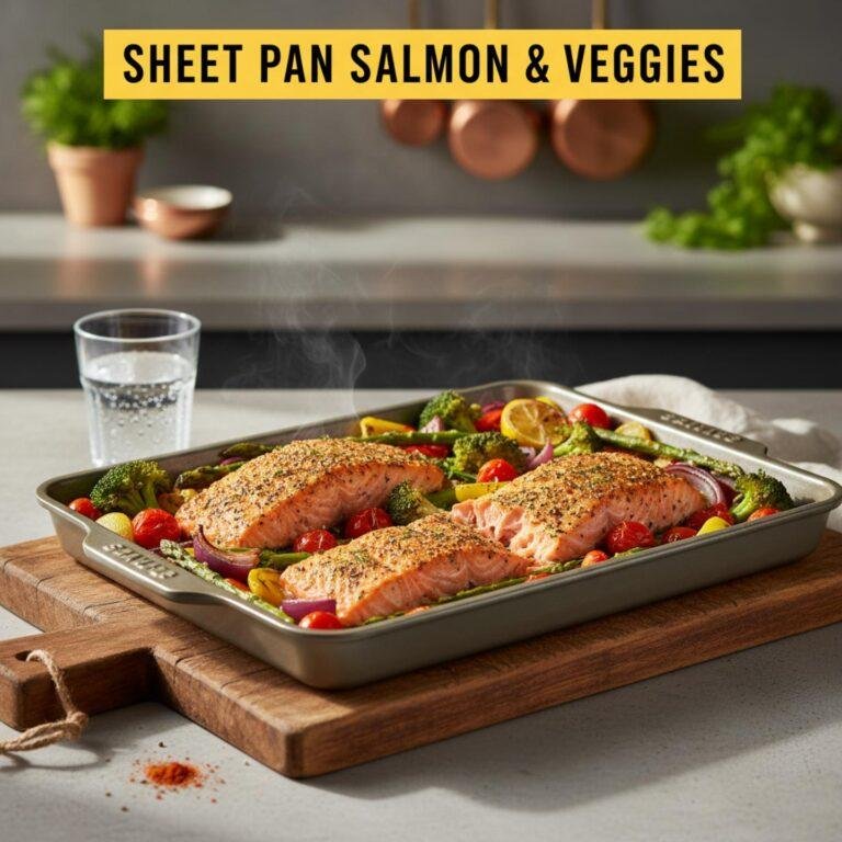 Sheet Pan Salmon & Veggies - Evil Chef Mom