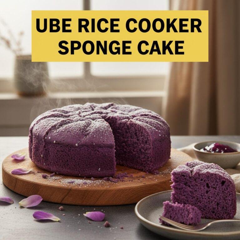 Ube Rice Cooker Sponge Cake - Evil Chef Mom